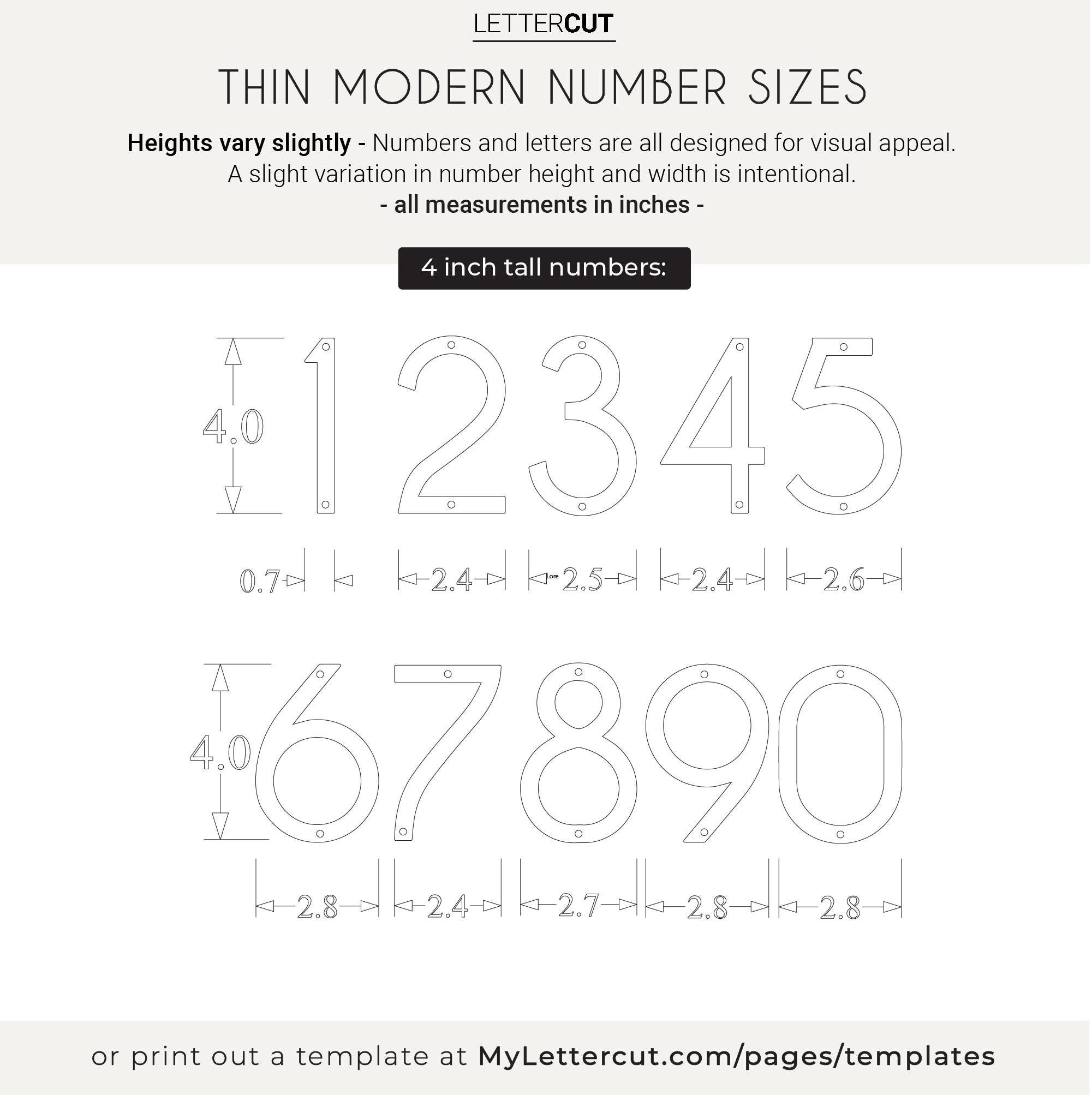 4 Inch THIN MODERN House Numbers and Letters in Black, White or Brushed ...