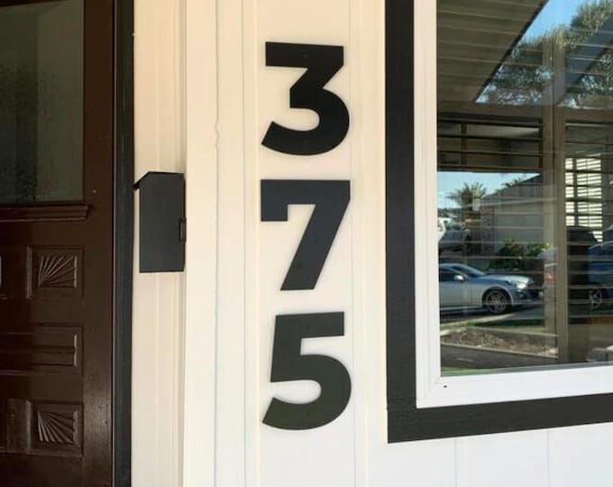 Brushed Silver House Numbers, Bold 8 and 12 Inch Modern Address Numbers ...