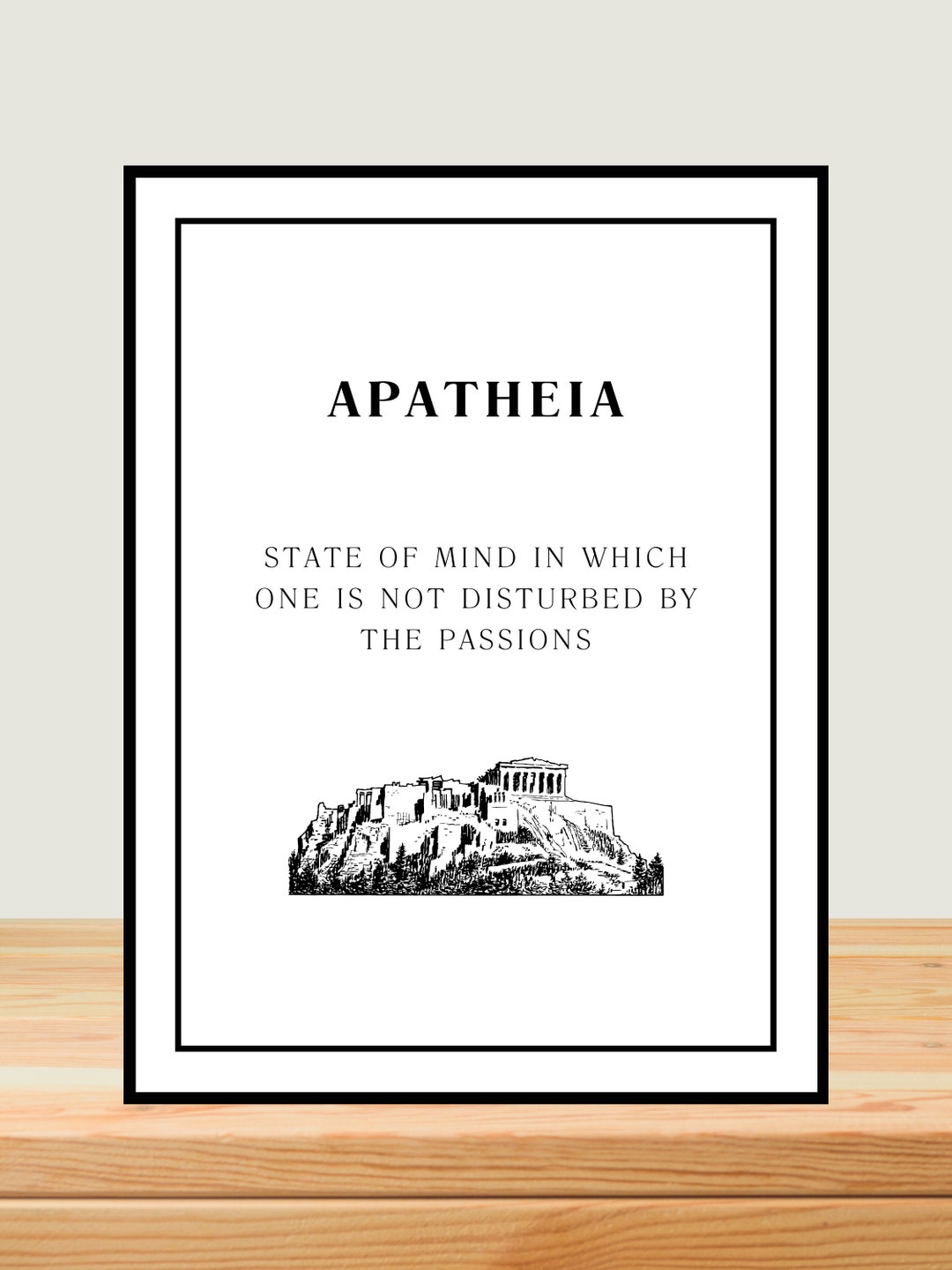 Apatheia Stoic Philosophy Motivational Wooden Framed Premium Wall Art ...