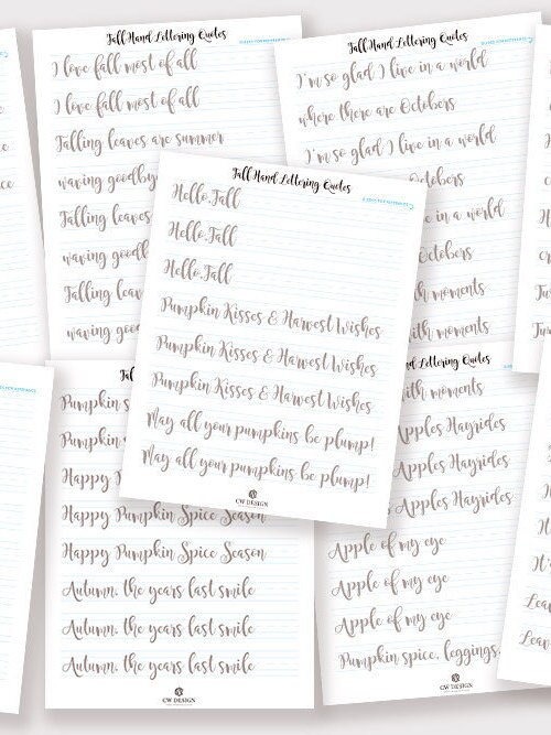 Fall Hand Lettering Practice Sheets, Trace Over Practice Sheets for ...