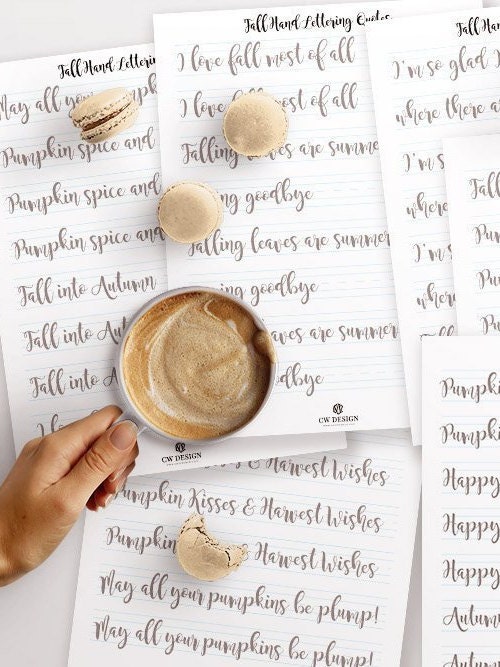 Fall Hand Lettering Practice Sheets, Trace Over Practice Sheets for ...