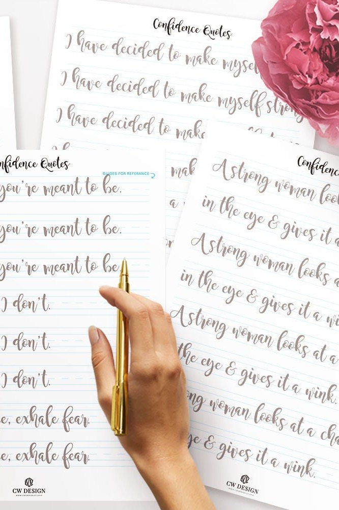 Hand Lettering Practice Sheets, Confidence Quotes for Women, Practice ...