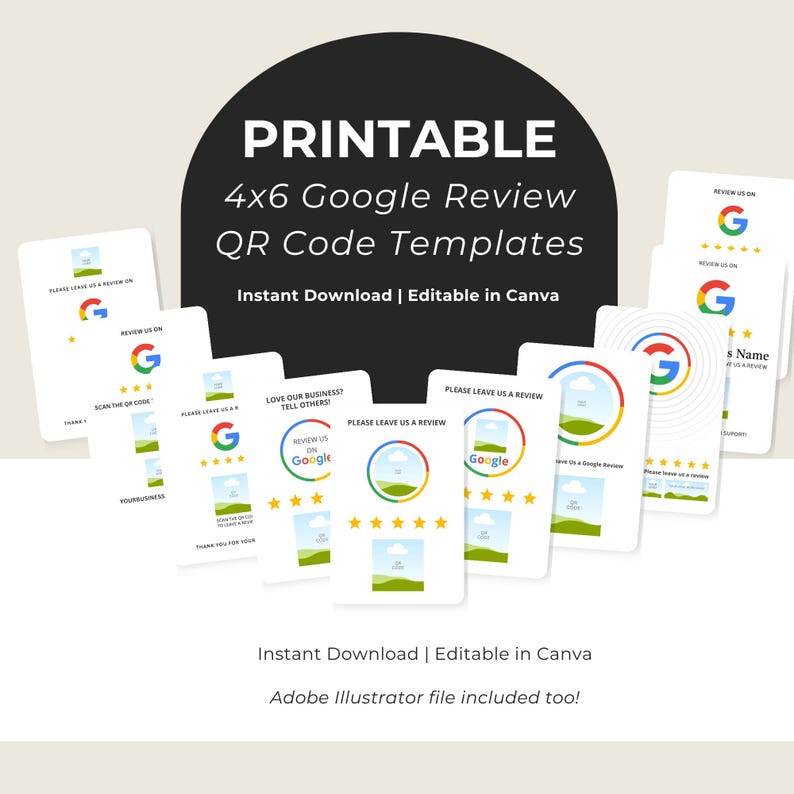 Google Review Sign Template: Minimalist QR Code Request (canva, 4x6 ...