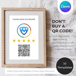 Google Review Sign Template: Minimalist QR Code Request (canva, 4x6 ...