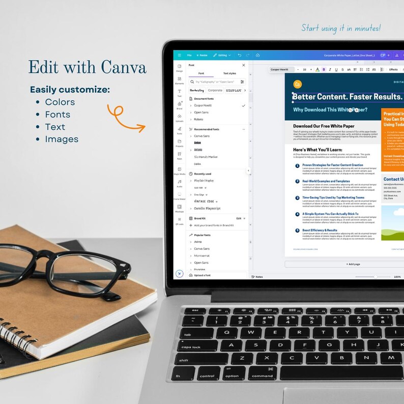 Editable Canva One-pager Template for White Papers for Marketing Sales ...