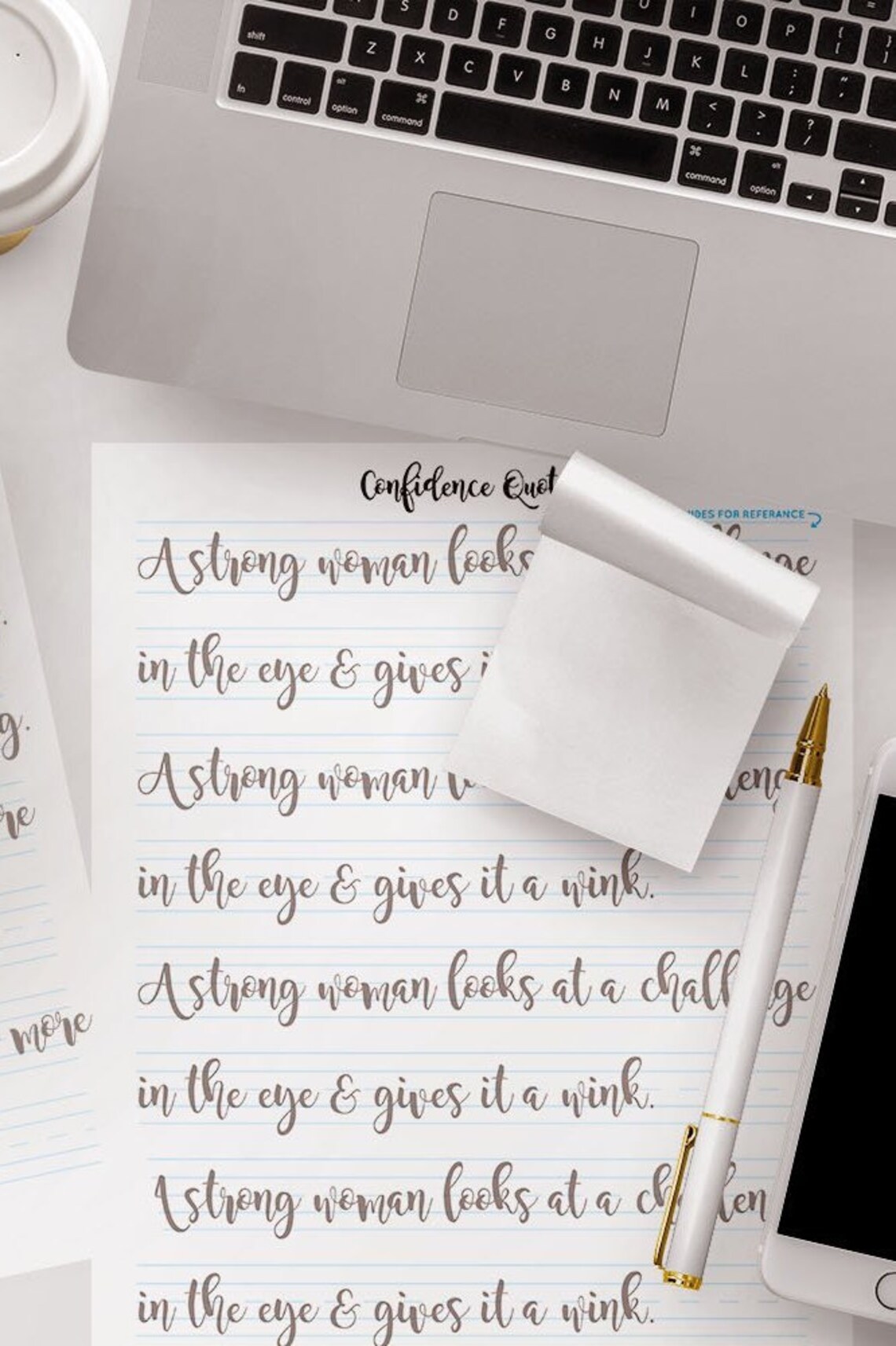 Hand Lettering Practice Sheets Confidence Quotes for Women | Etsy