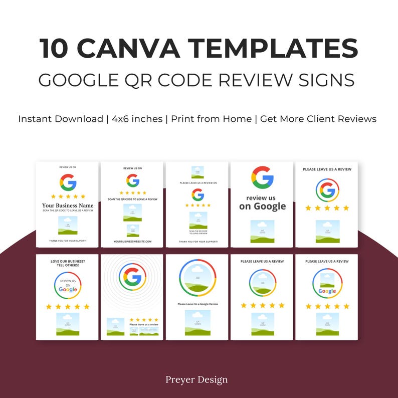 Google Review Sign Template: Minimalist QR Code Request (canva, 4x6 ...