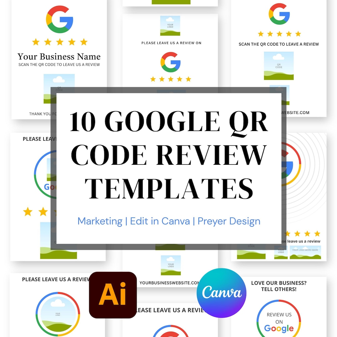 Google Review Sign Template: Minimalist QR Code Request (canva, 4x6 ...