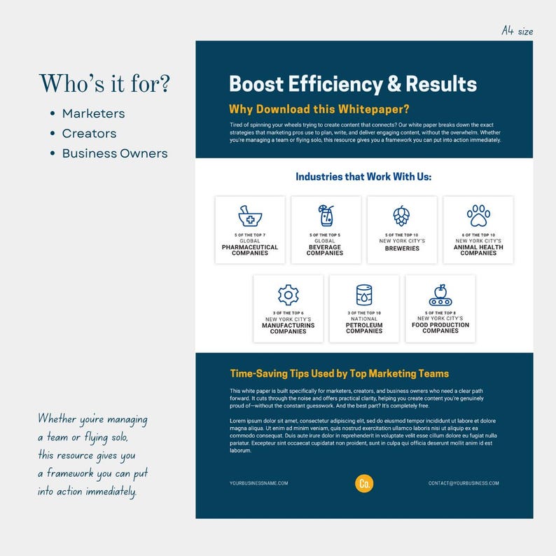 Editable Sales Sheet Template: Marketing One-pager (canva Digital ...