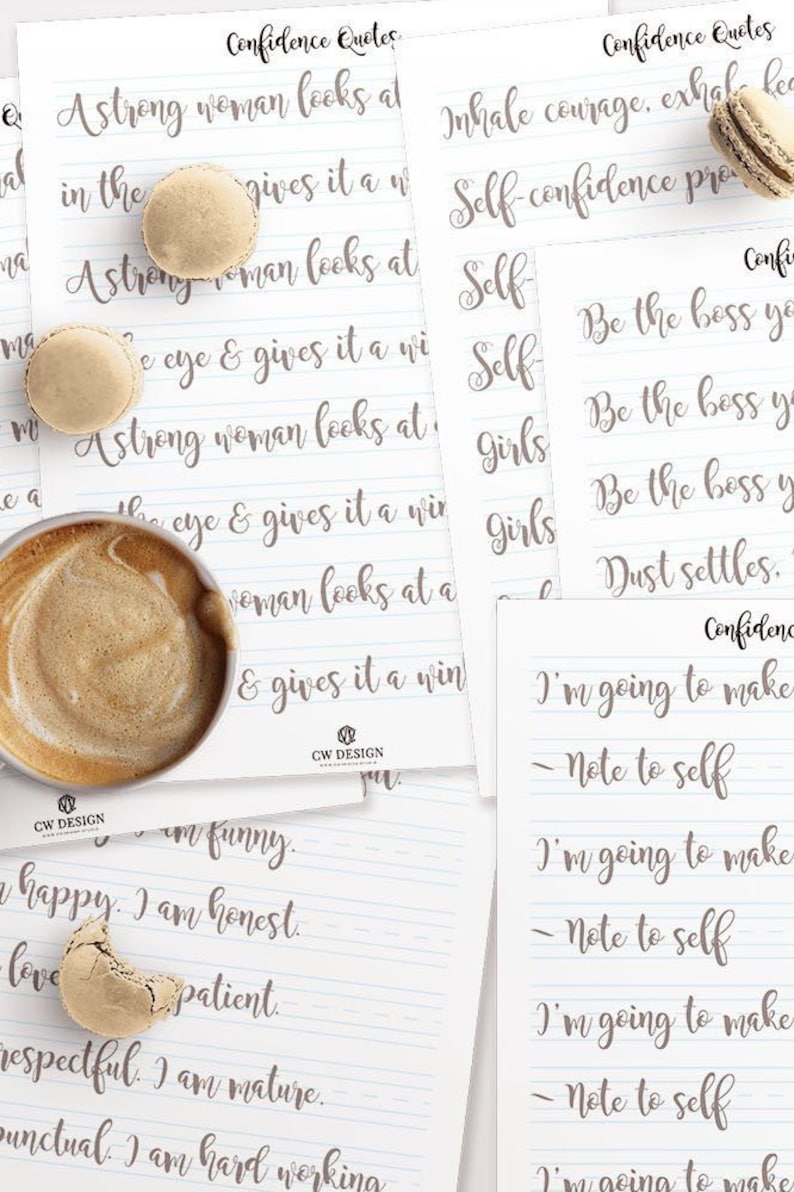 Hand Lettering Practice Sheets, Confidence Quotes for Women, Practice ...