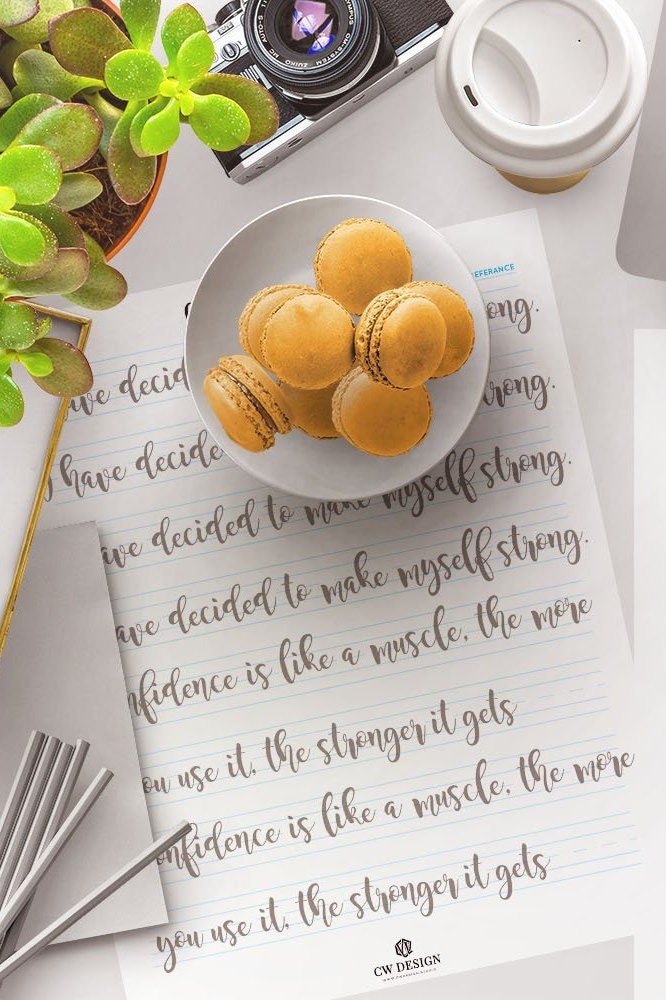 Hand Lettering Practice Sheets Confidence Quotes for Women | Etsy