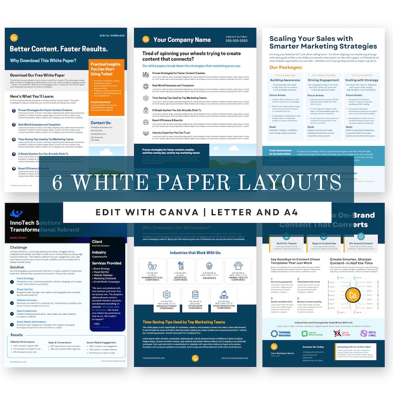 Editable White Paper & Pricing Table Templates: Canva Digital Download ...