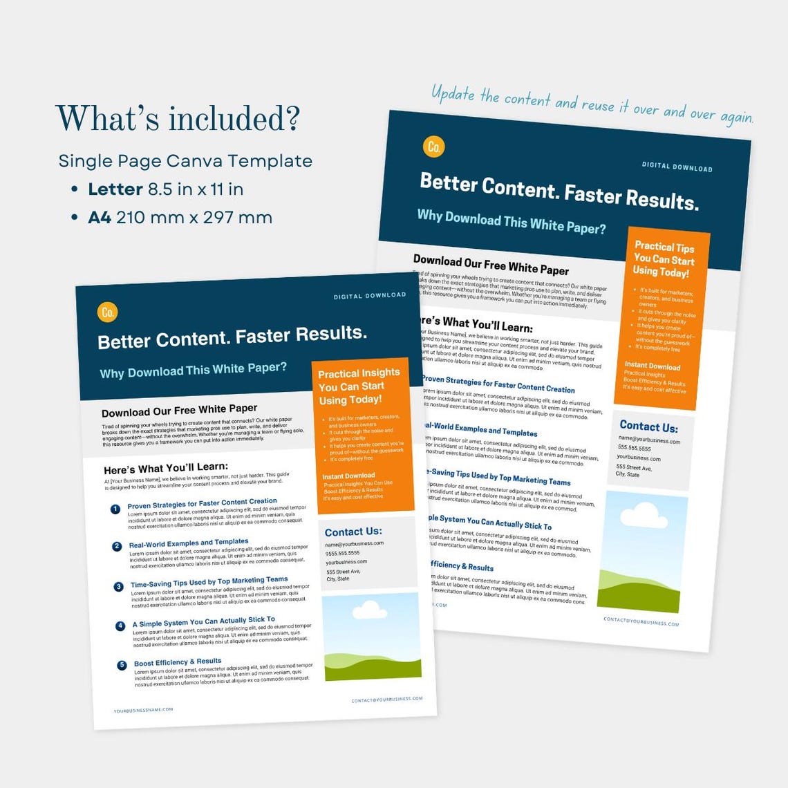 Editable Business One-pager Canva Template: Sales Sheet, White Paper ...