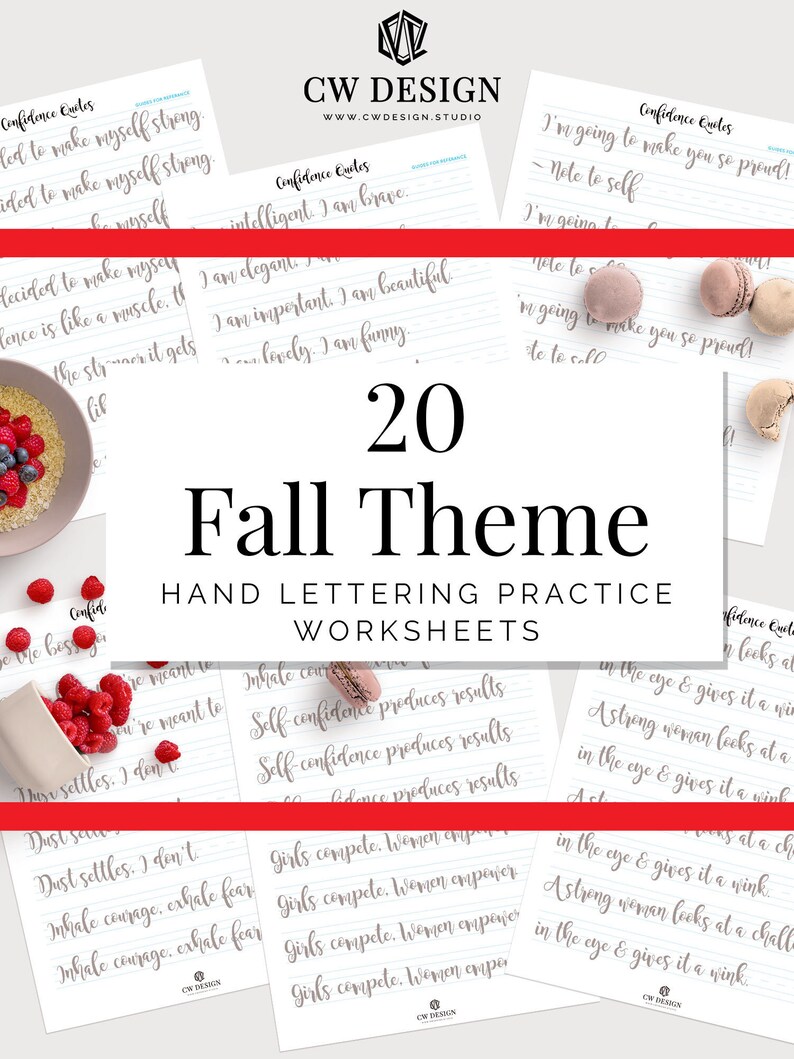Fall Hand Lettering Practice Sheets, Trace Over Practice Sheets for ...