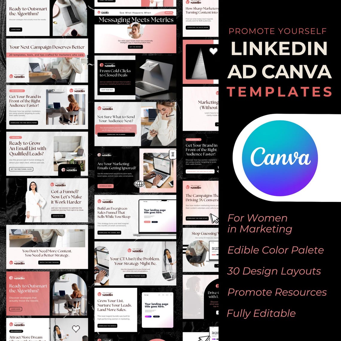 Linkedin Post Templates Canva: Marketing for Women Entrepreneurs ...
