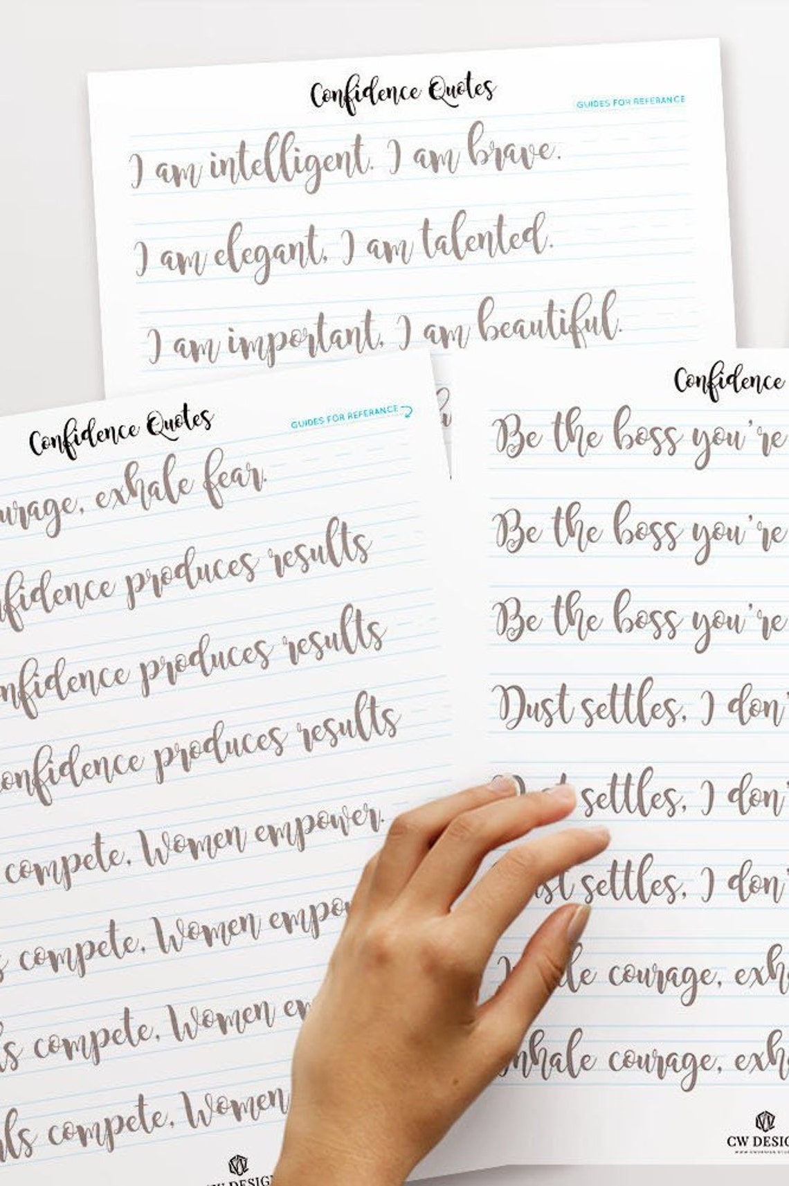 Hand Lettering Practice Sheets Confidence Quotes for Women | Etsy