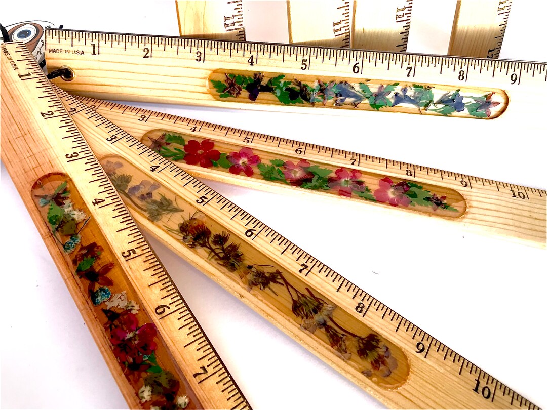 Handmade Pressed Flower Wooden Ruler: Clear Resin Inlay - Etsy