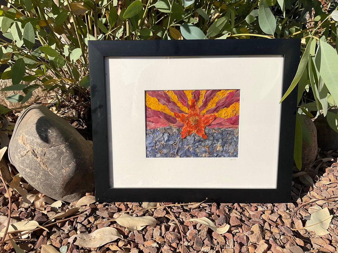 Arizona Flag With Real Pressed Flowers Hand Made in Az. USA Enjoy! - Etsy