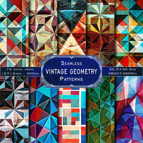 Vintage Geometry Digital Paper Decorative Paper Vintage | Etsy