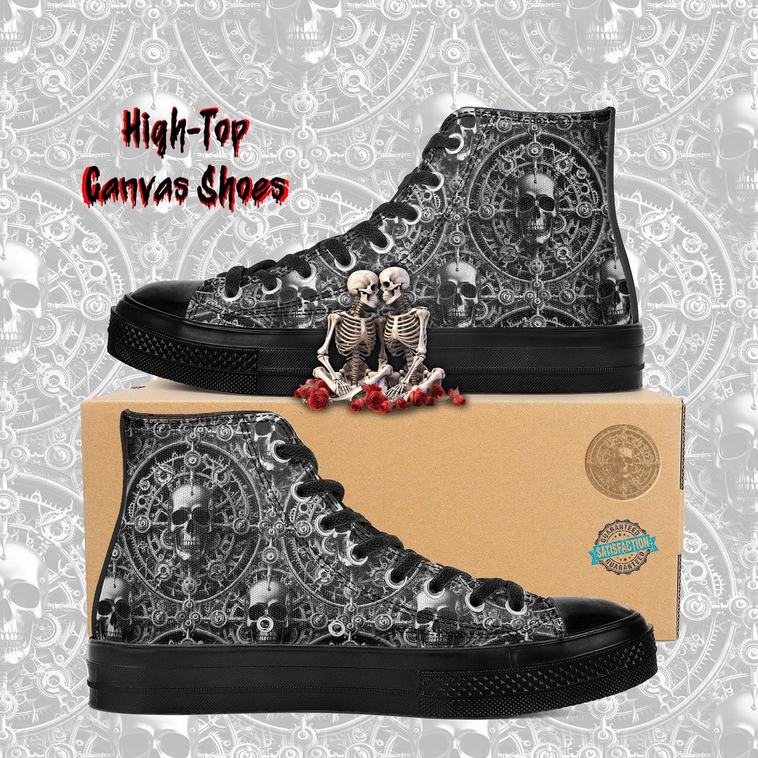 Skull Steampunk High-top Canvas Sneakers: Edgy Rave Footwear - Etsy