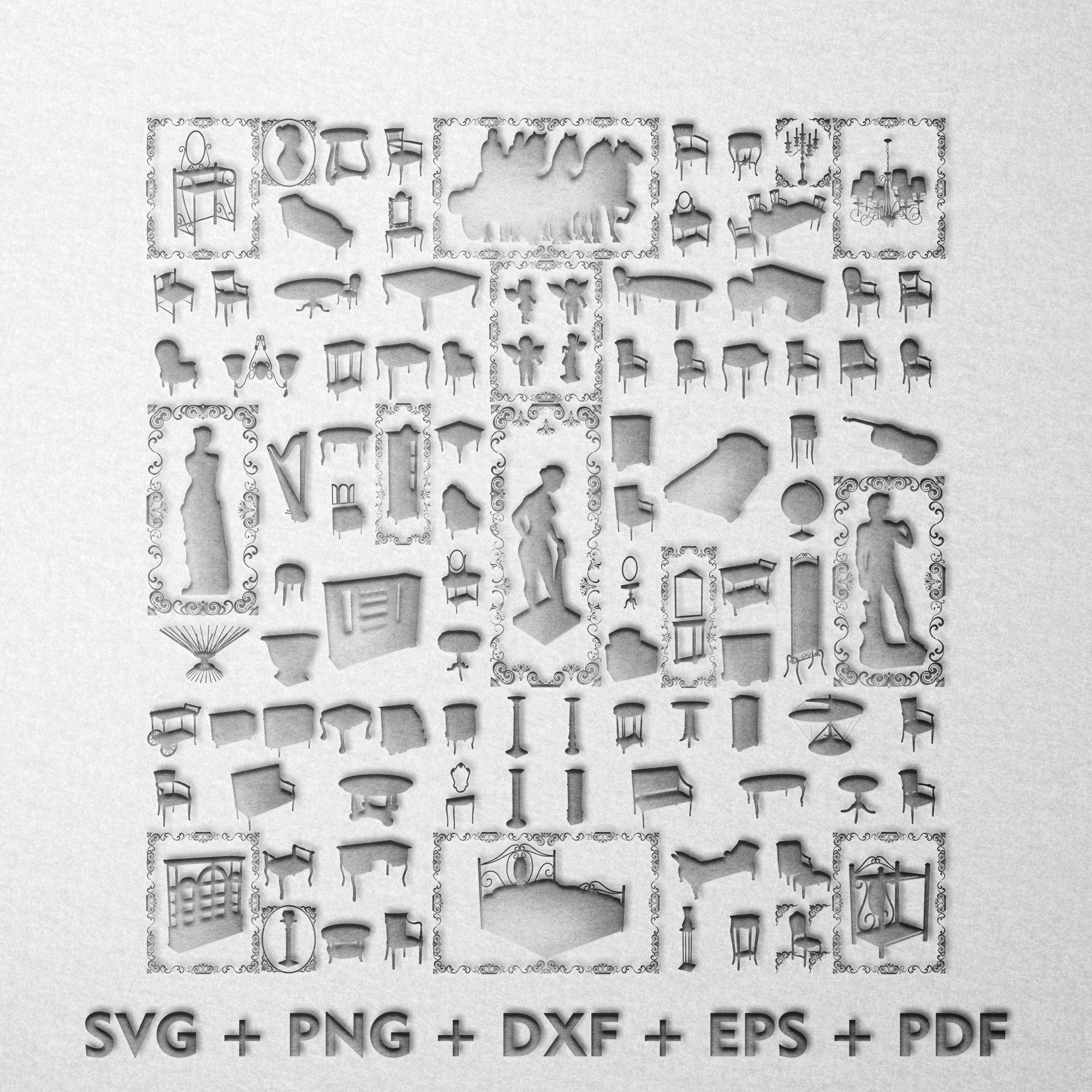 100 Vintage Furniture Bundle Svg, Antique Furniture Svg, Victorian ...