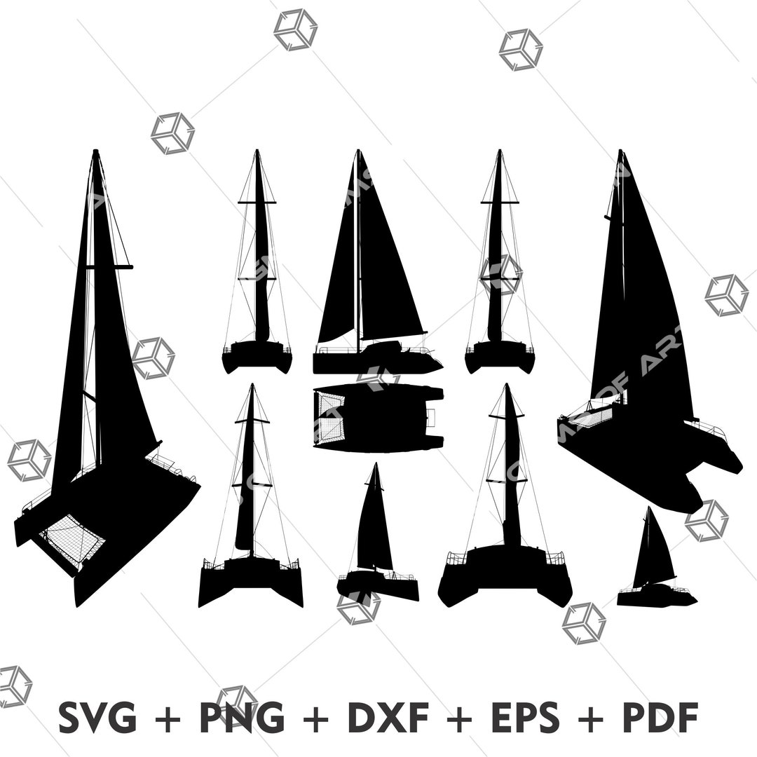 Catamaran SVG Bundle, Catamaran Solid SVG, Catamaran Clipart, Catamaran ...