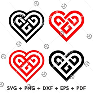 Heart Knot Bundle Svg, Heart Outline Svg, Heart Cut Files, Heart ...