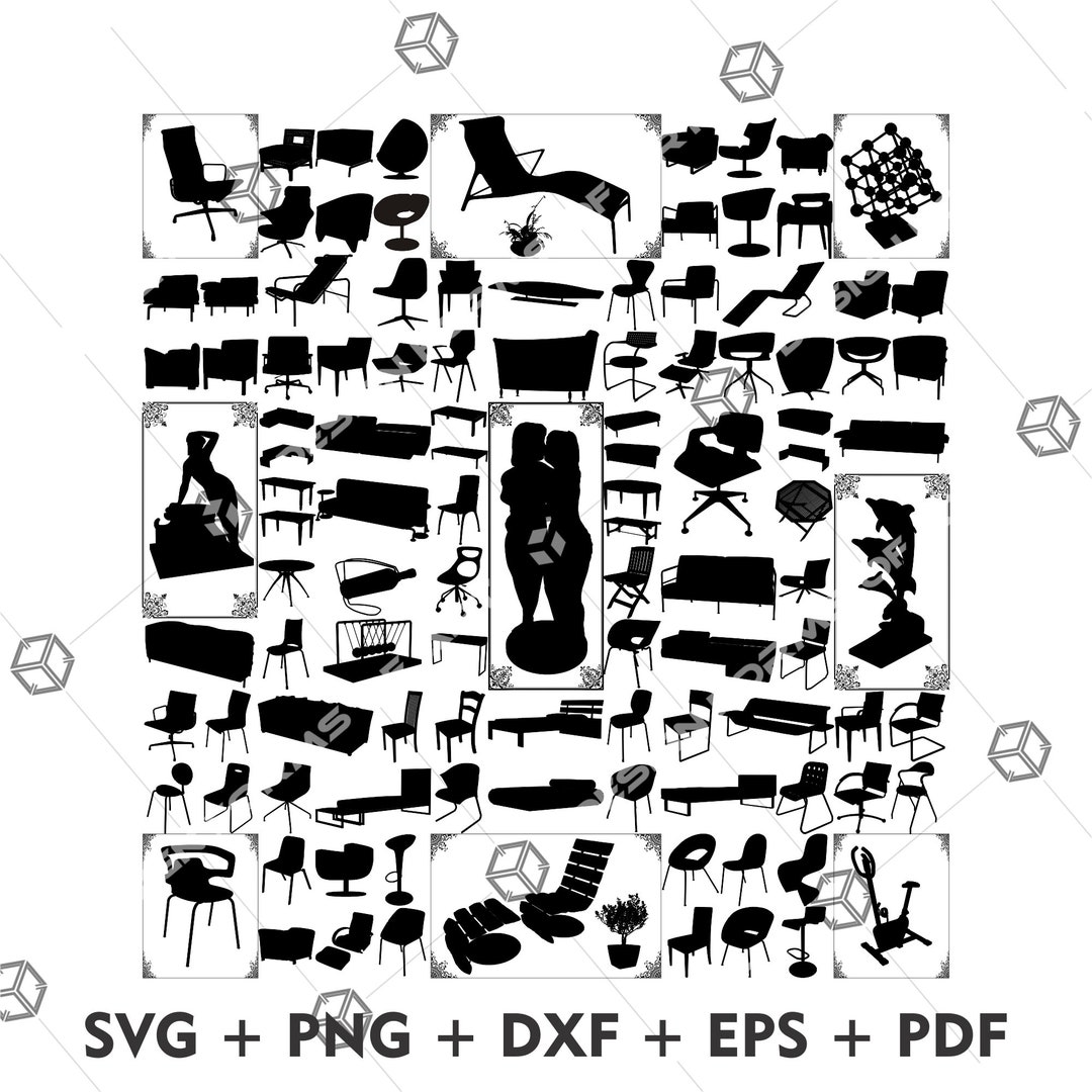 100 Modern Furniture Bundle Svg, Modern Furniture Svg, Modern Furniture ...