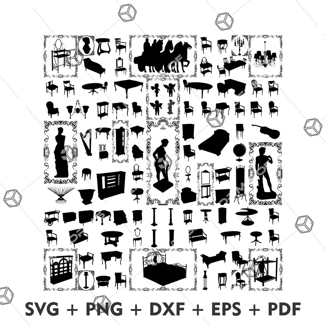 100 Vintage Furniture Bundle Svg, Antique Furniture Svg, Victorian ...