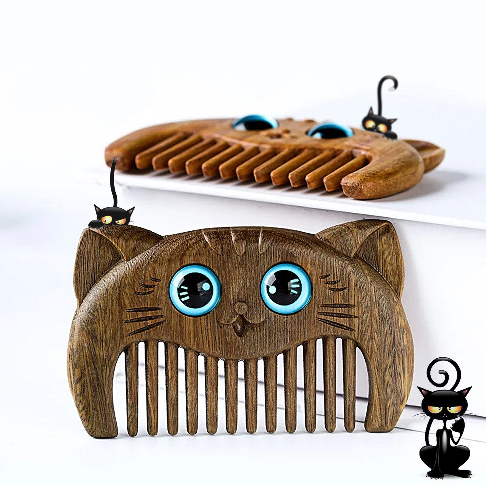 Cute Cat Mini Wooden Comb | Hand Craft Wooden Comb | Children Gift ...