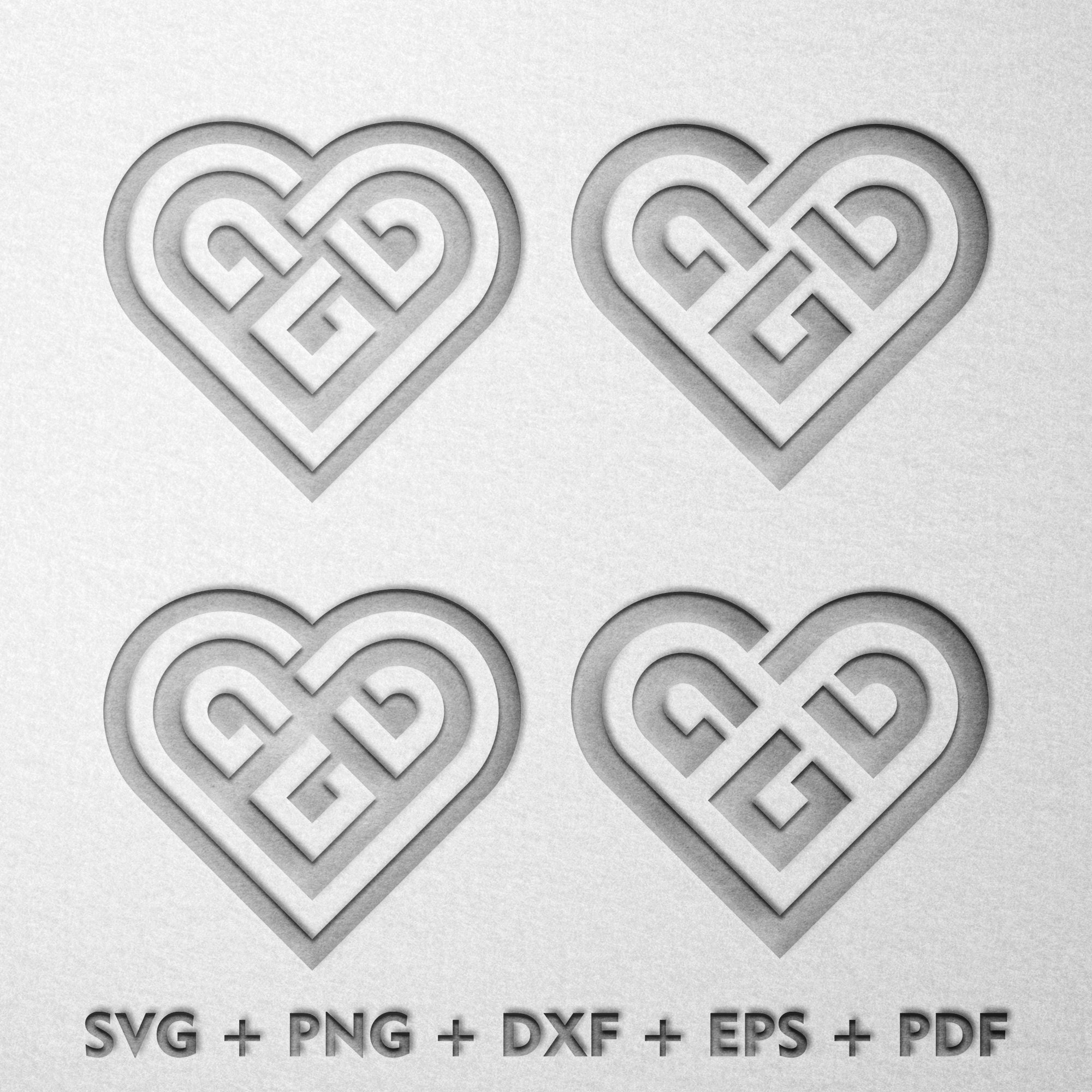 Heart Knot Bundle Svg, Heart Outline Svg, Heart Cut Files, Heart ...