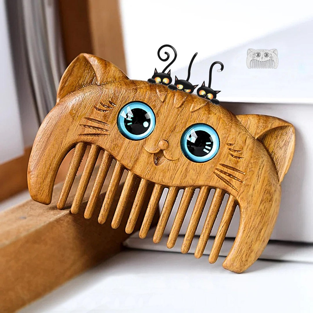 Cute Cat Mini Wooden Comb | Hand Craft Wooden Comb | Children Gift ...