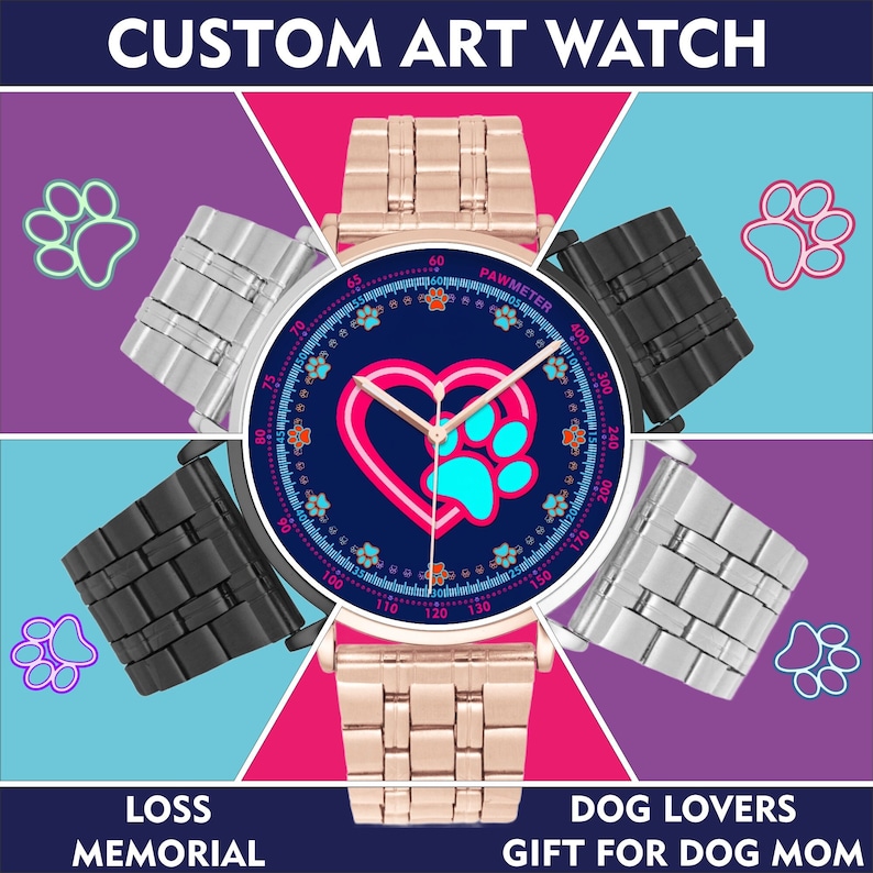 Custom Dog Paw in Hearth Watch Man Watch Man Watches Woman Watches Gift ...