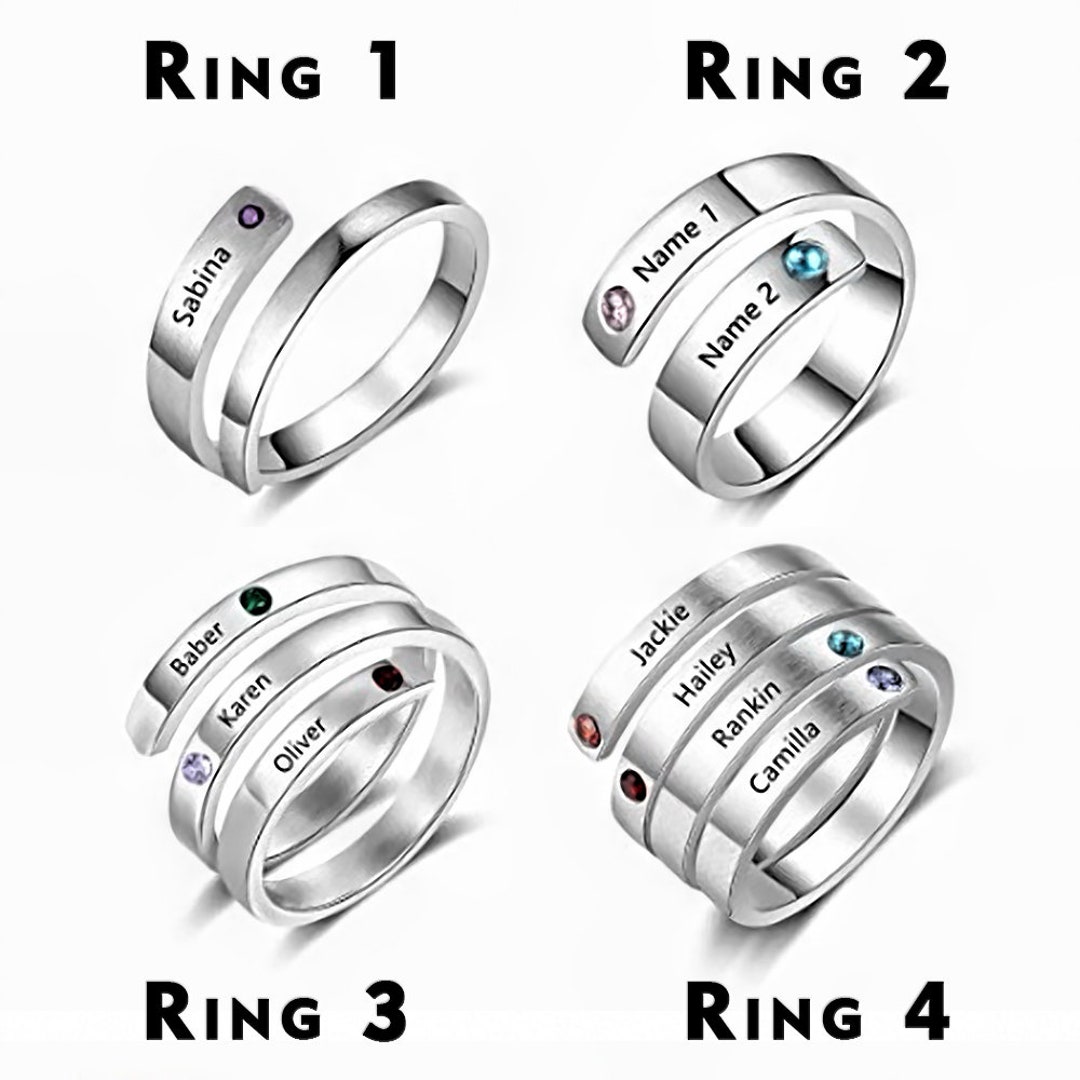Name Ring, Personalized Multiple Name Ring, Personalized Ring, One Two ...