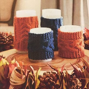 Candle Cozy Knit Cable, Cozy for Candle in Three Colors, Candle Knitted ...