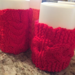 Candle Cozy Knit Cable, Cozy for Candle in Three Colors, Candle Knitted ...