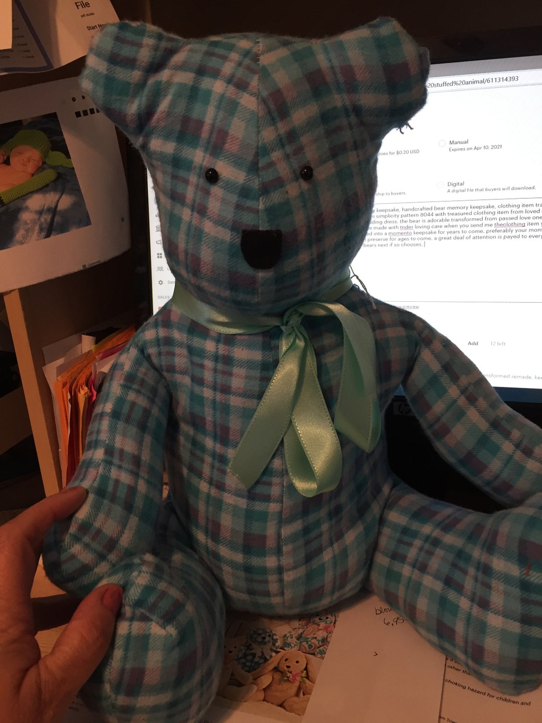 Memory Bear, Memory Bear, Loved One's Clothing Keepsake for Remembrance ...
