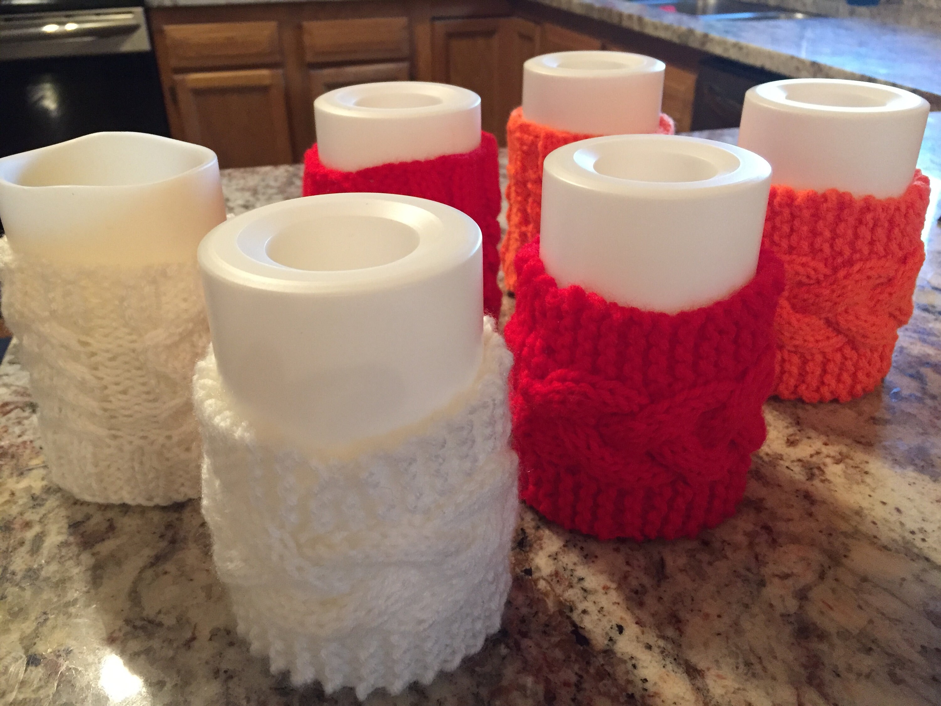 Candle cozy knit cable cozy for candle in three colors | Etsy
