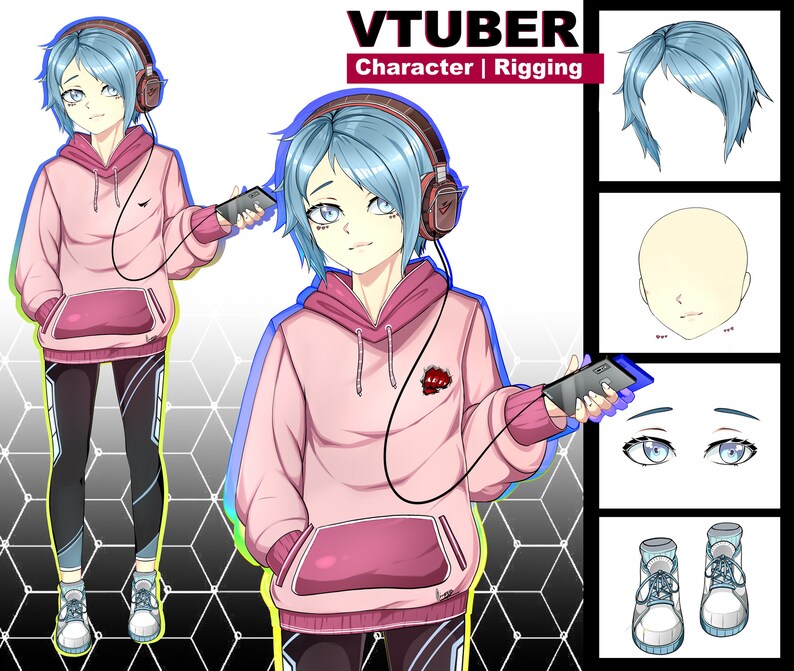 2D Vtuber Model Commission Live 2d Model With Rigging Ready - Etsy