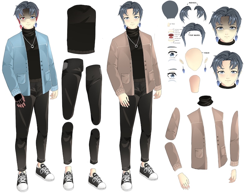 2d Male Vtuber Commission Plus Rigging Commercial Model for - Etsy 2d Male Vtuber Commission Plus Rigging Commercial Model for - Etsy