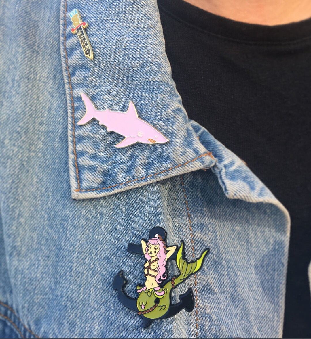 Shibari Siren Lapel Pin Mermaid Anchor Pink - Etsy