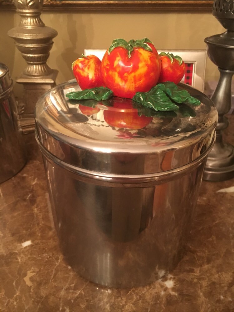 Rare AMCO Stainless Steel Canisters With Vegetable Top - Etsy