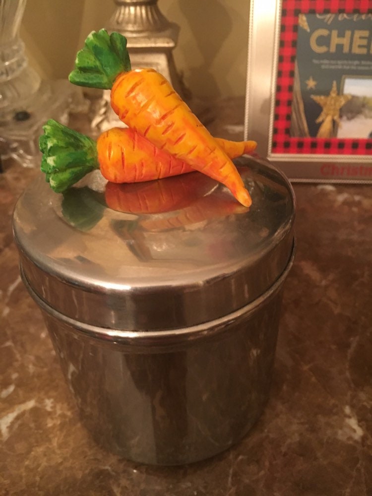 Rare AMCO Stainless Steel Canisters With Vegetable Top - Etsy
