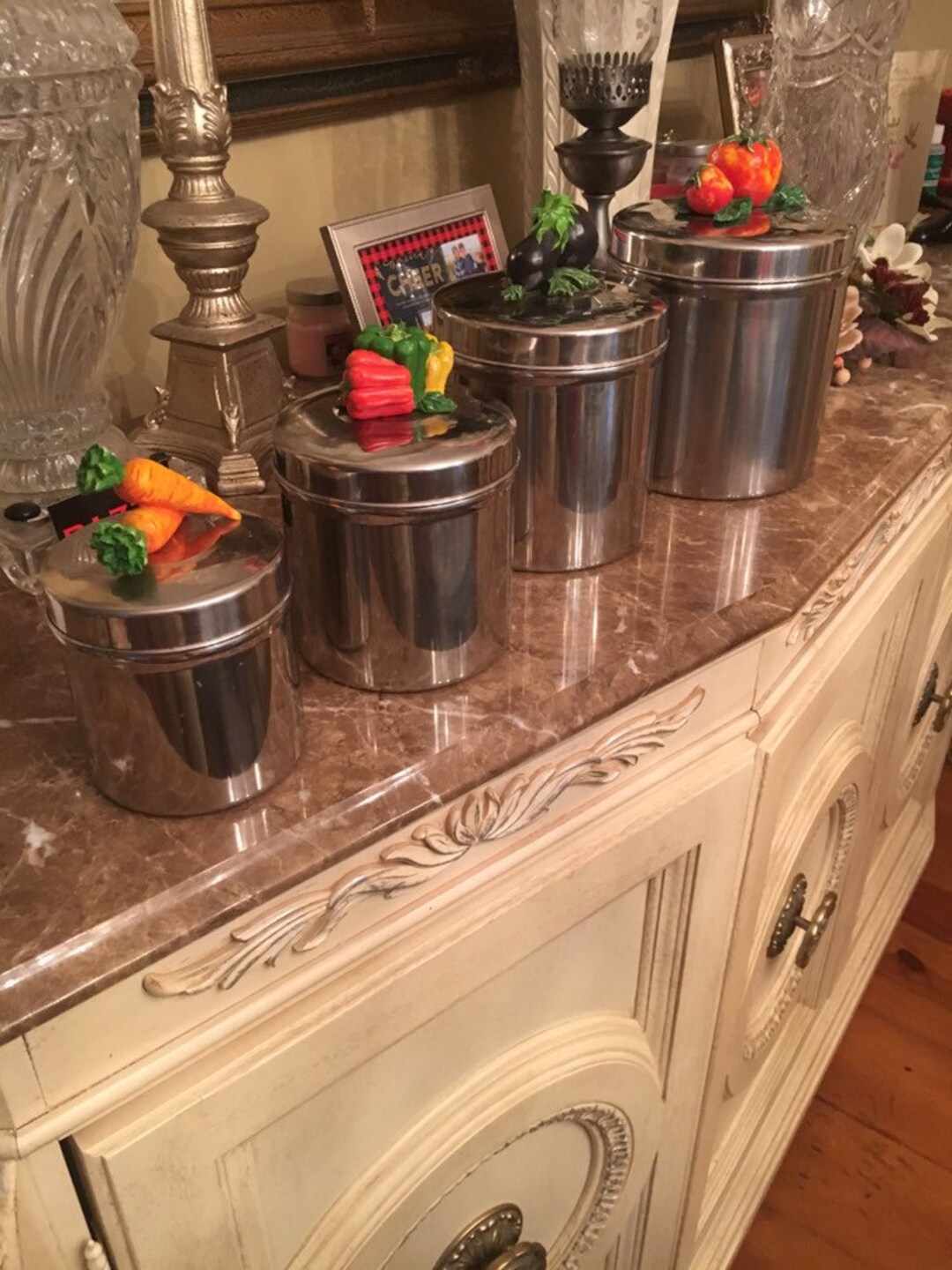 Rare AMCO Stainless Steel Canisters With Vegetable Top - Etsy