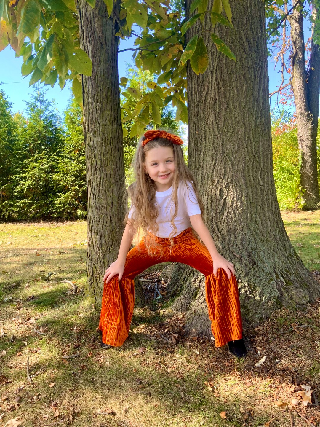 Girls Velvet Bell Bottom & Matching Headband Set - Etsy