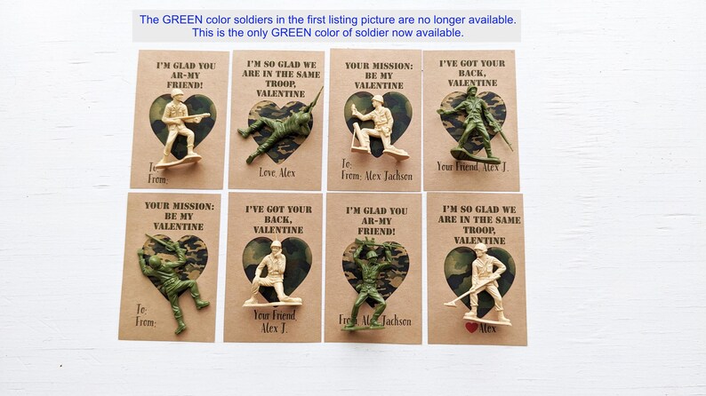 Personalized Army Men Valentine Card for Boys or Girls, Kids Soldier ...