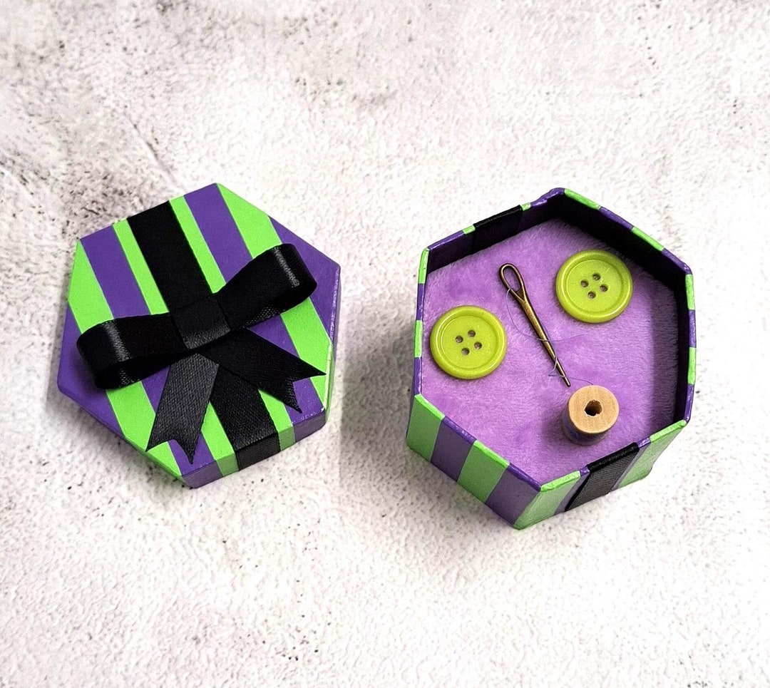 Button Box CORALINE Hand Painted "green-purple" - How Would Your OTHER ...