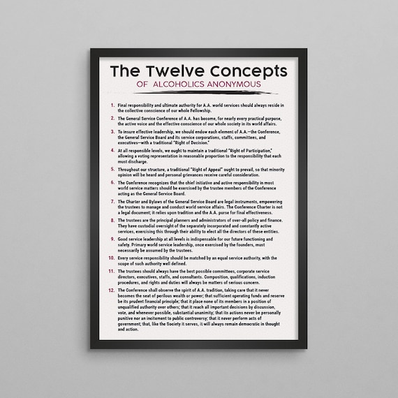 The Twelve 12 Concepts of Alcoholics Anonymous A.A. Poster - Etsy