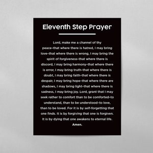 11th Step Prayer Minimal Poster - AA NA - Alcoholics and Narcotics ...