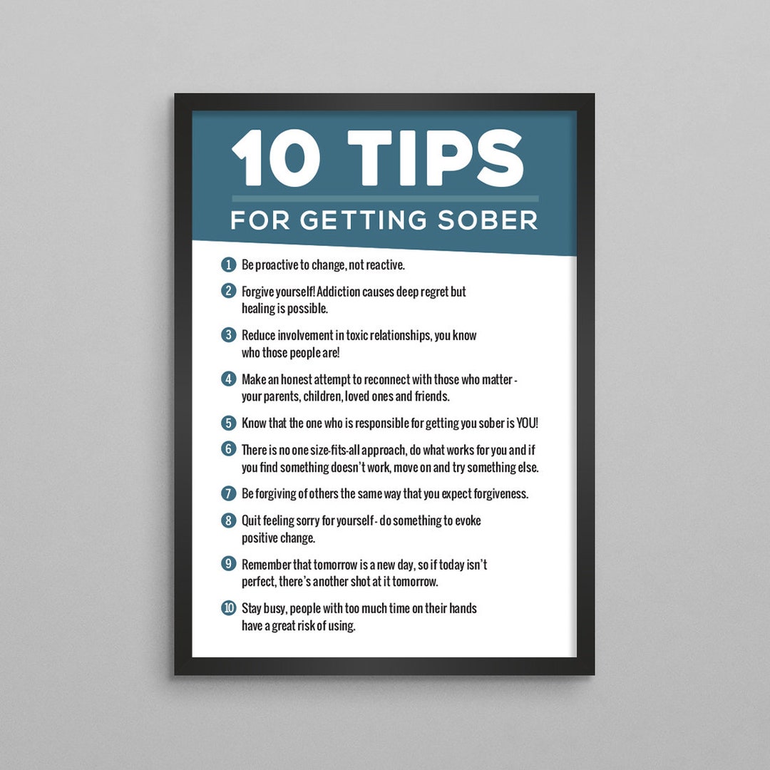 10 Tips for Getting Sober Poster - Recovery Inspiration - Etsy